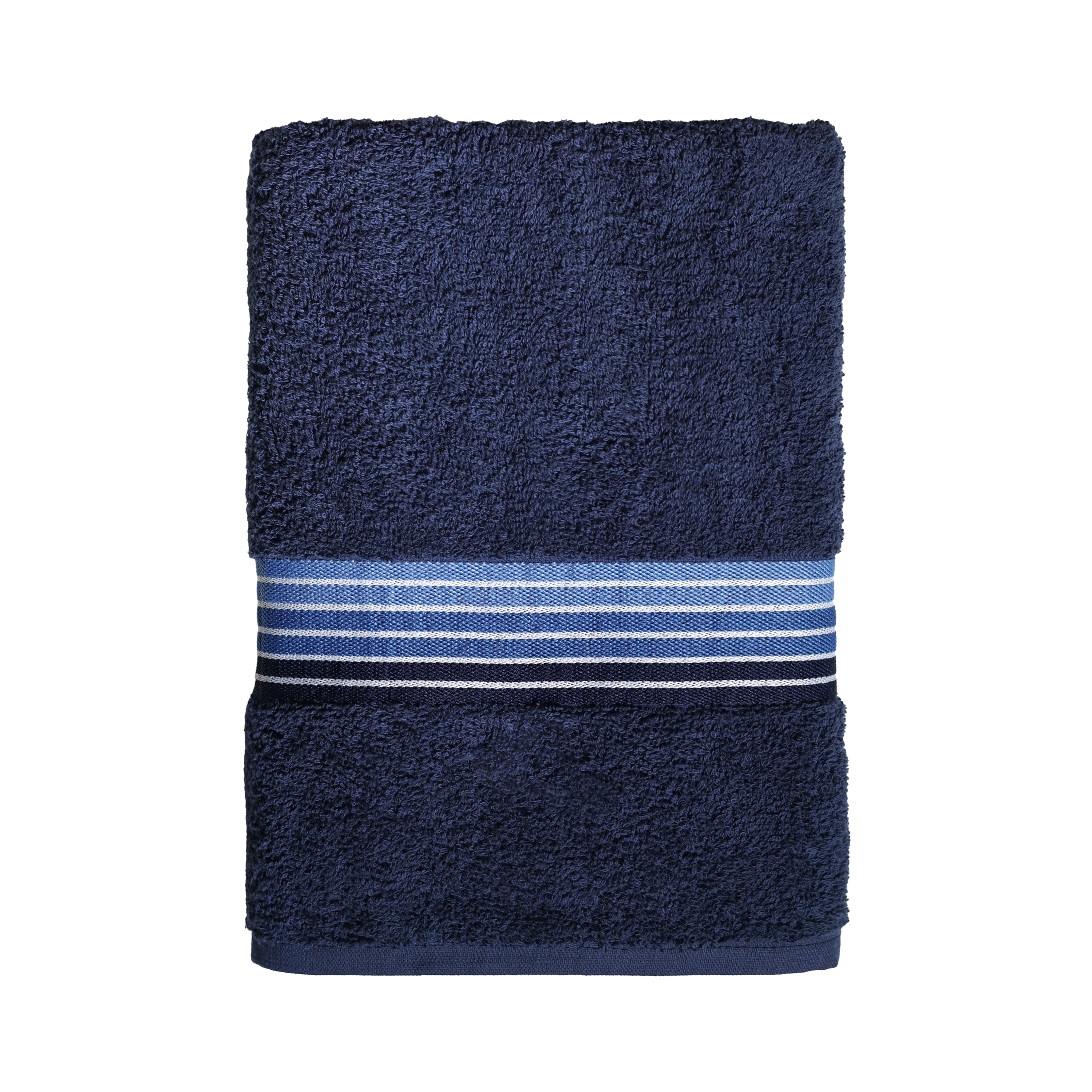 Mainstays 100% Cotton Bath Towel Navy, Super Soft and Absorbent, 27x52 ...