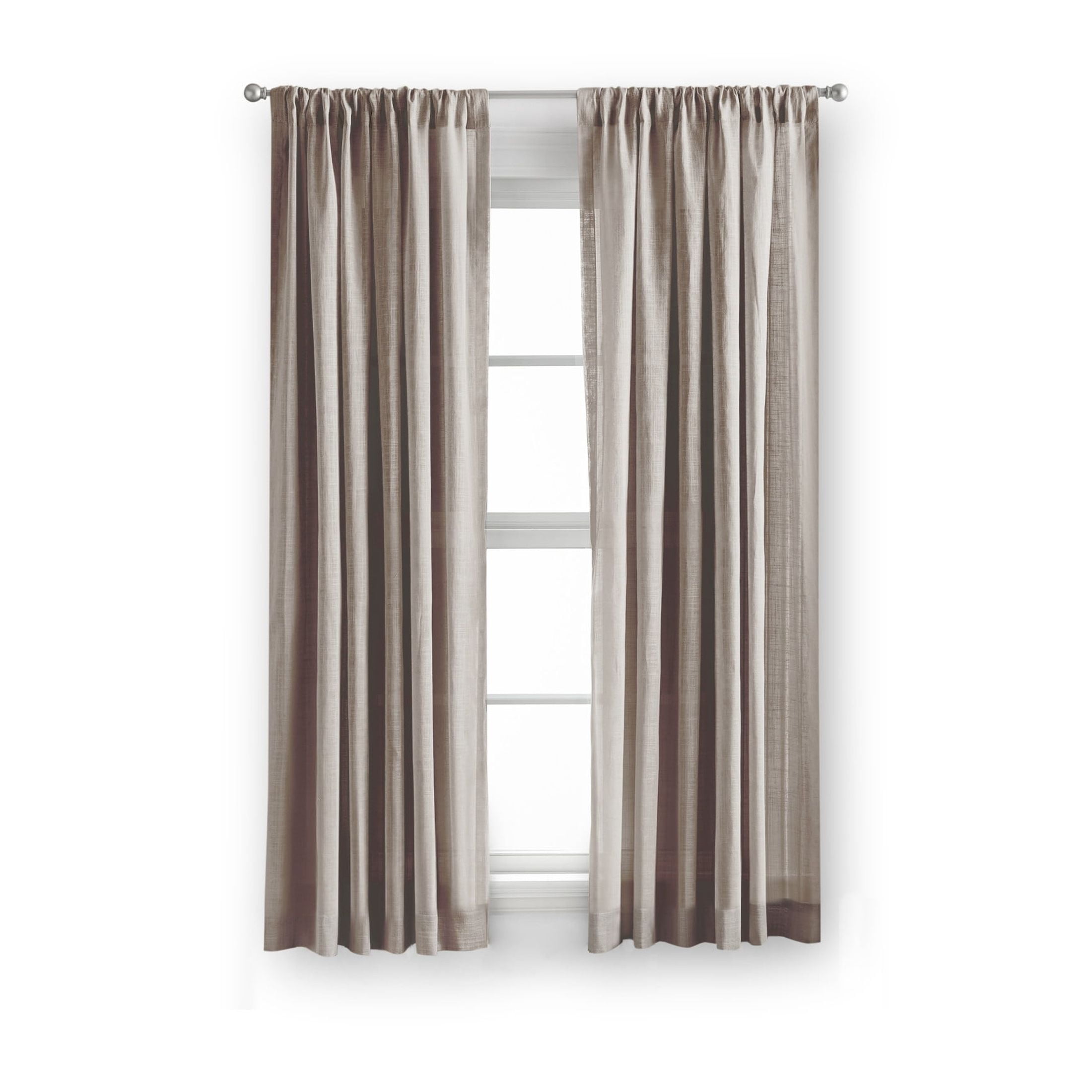 Mainstays 100% Cotton Indoor Sheer Rod Pocket Single Curtain Panel ...