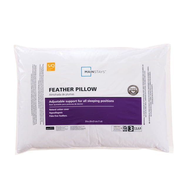 Mainstays 100% Cotton Nano Feather Fill Soft Queen Bed Pillow- Oxipower ...