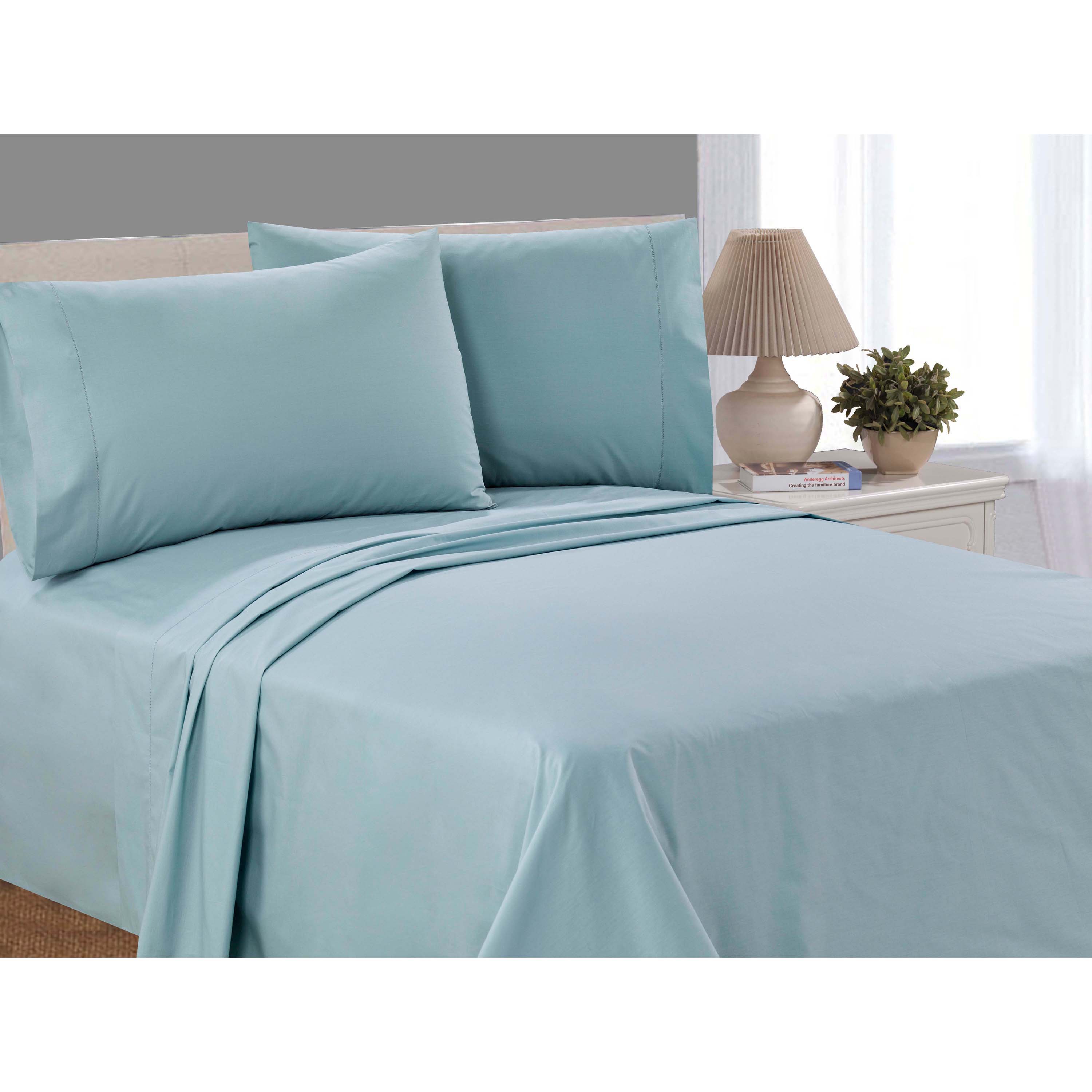 Mainstays 100% Cotton Percale, 200 Thread Count Sheet Set, King ...