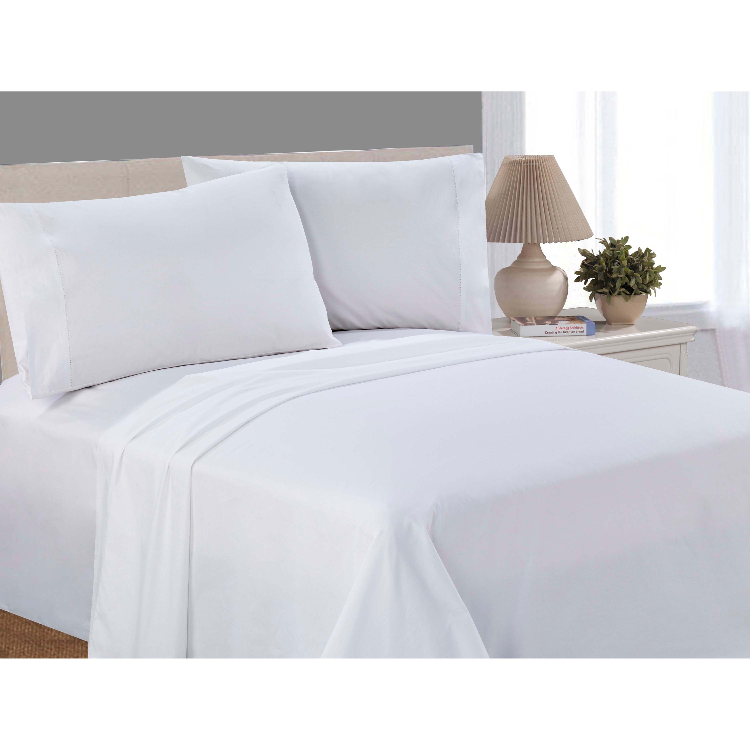Mainstays 100% Cotton Percale, 200 Thread Count Sheet Set, King ...