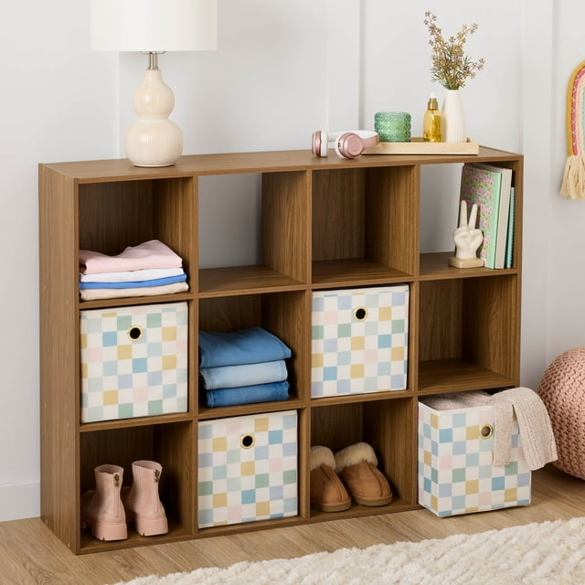 Mainstays 11" 12-Cube Storage Organizer, Warm Walnut - Walmart.com