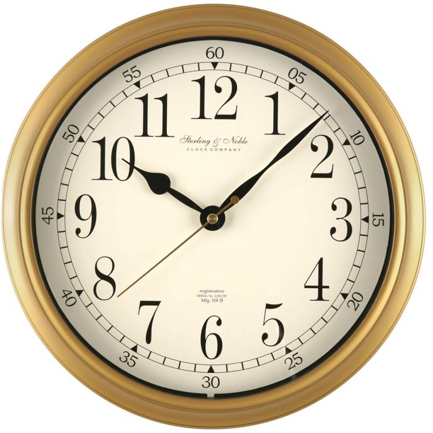 Mainstays 11.5" Gold Wall Clock - Walmart Business Supplies