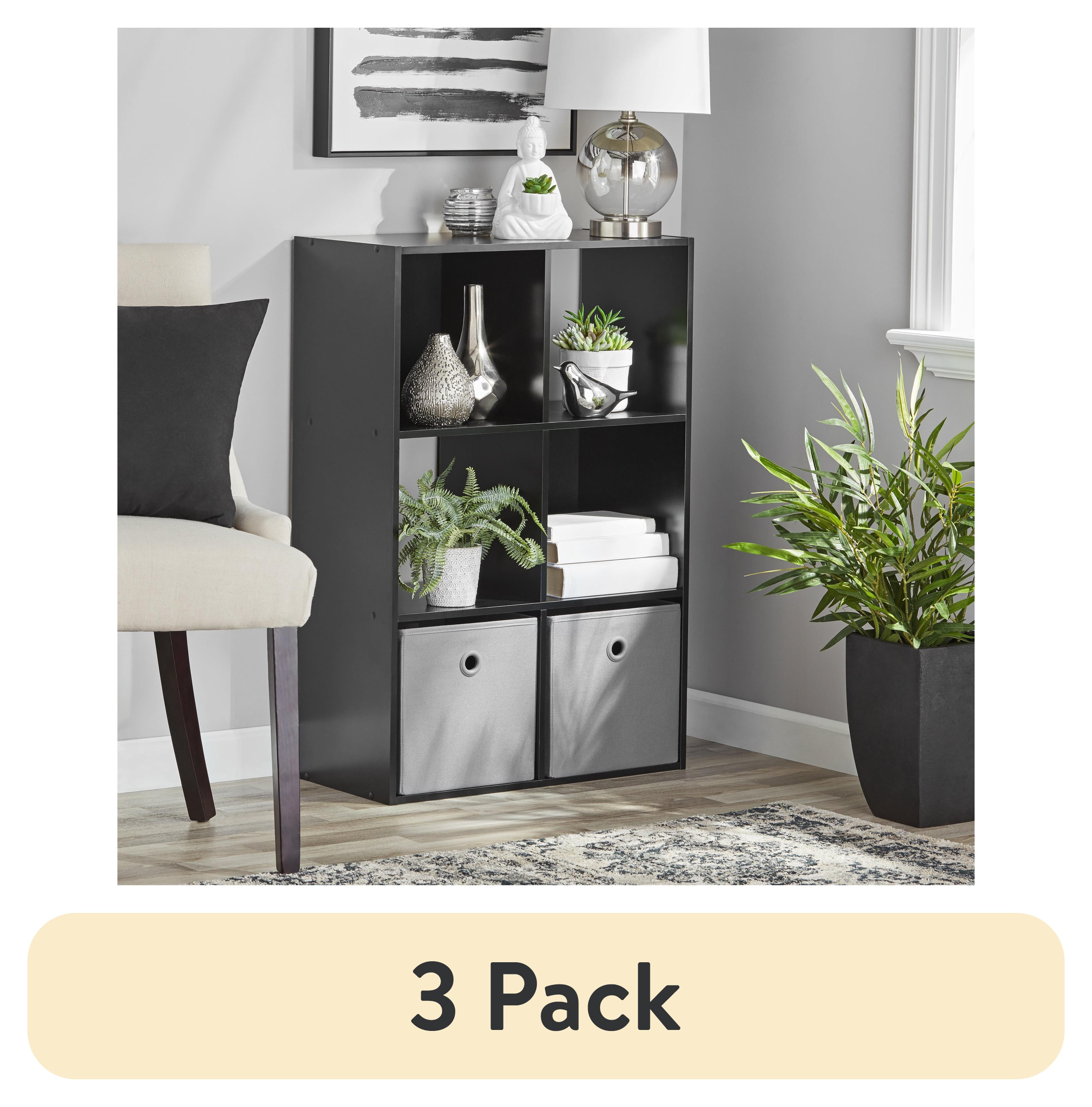 (3 pack) Mainstays 11" 6-Cube Storage Organizer, Black - Walmart.com