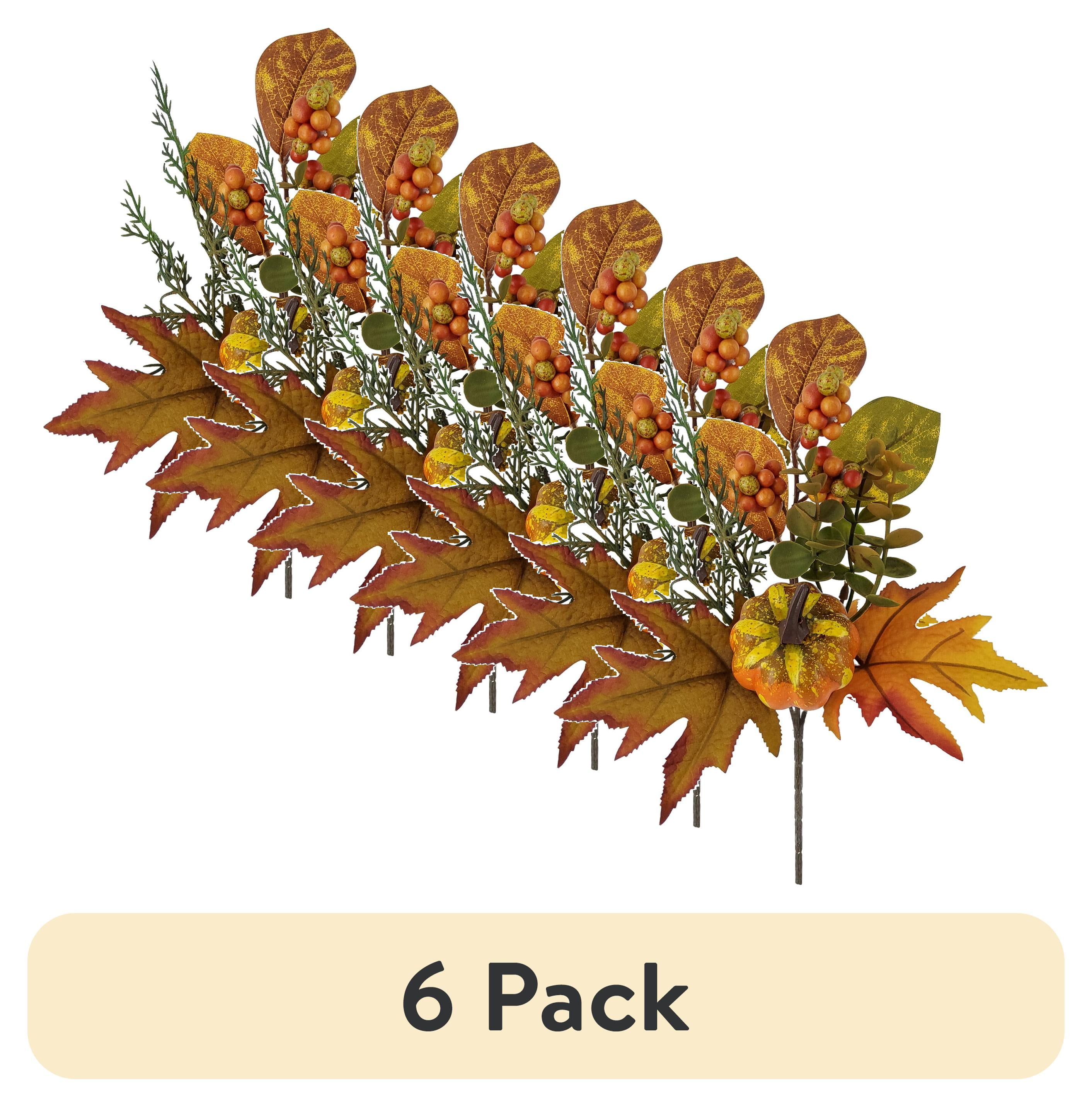 (6 pack) Mainstays 11.75in Indoor Artificial Orange Pumpkin Berry Pick ...