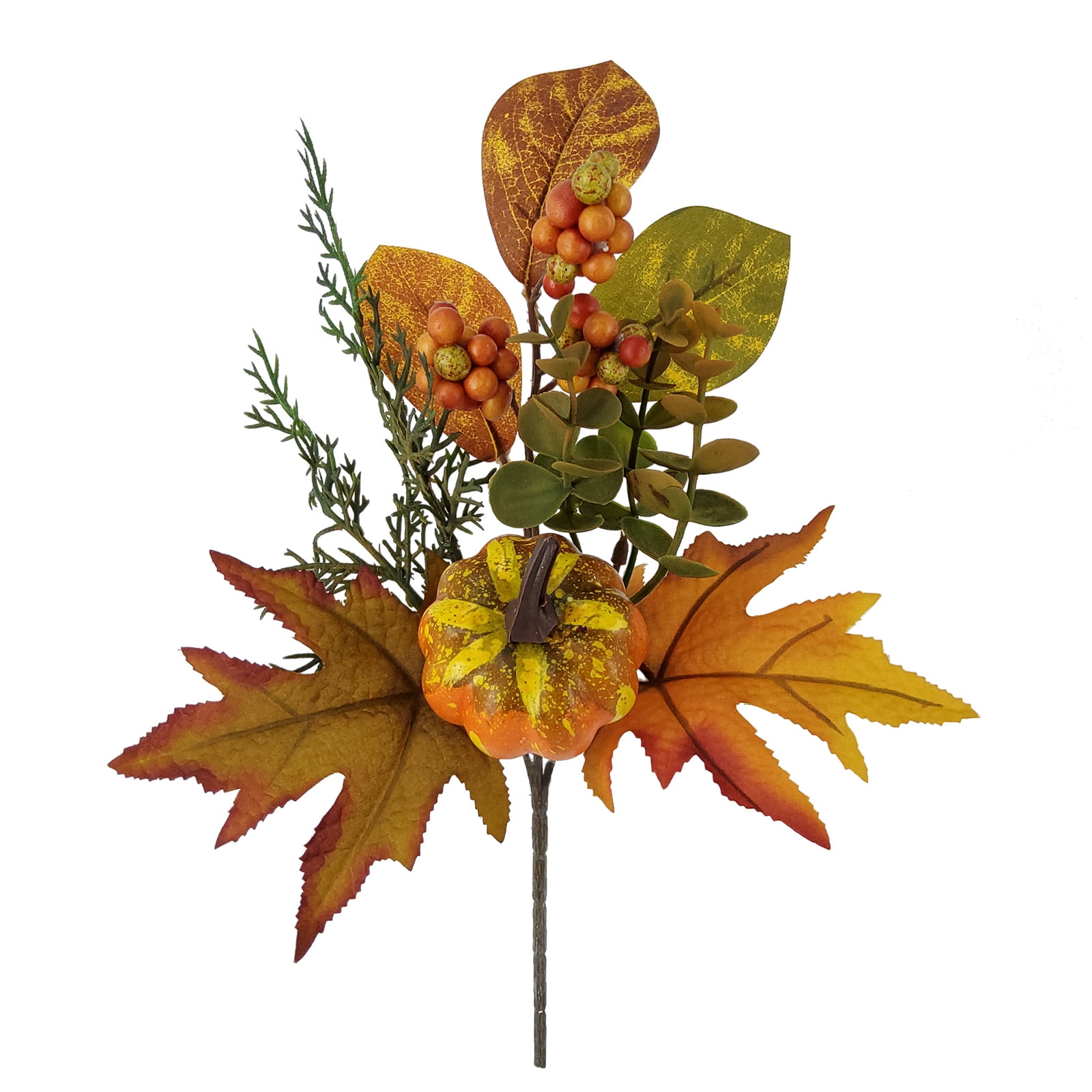 Mainstays 11.75in Indoor Artificial Orange Pumpkin Berry Pick - Walmart.com
