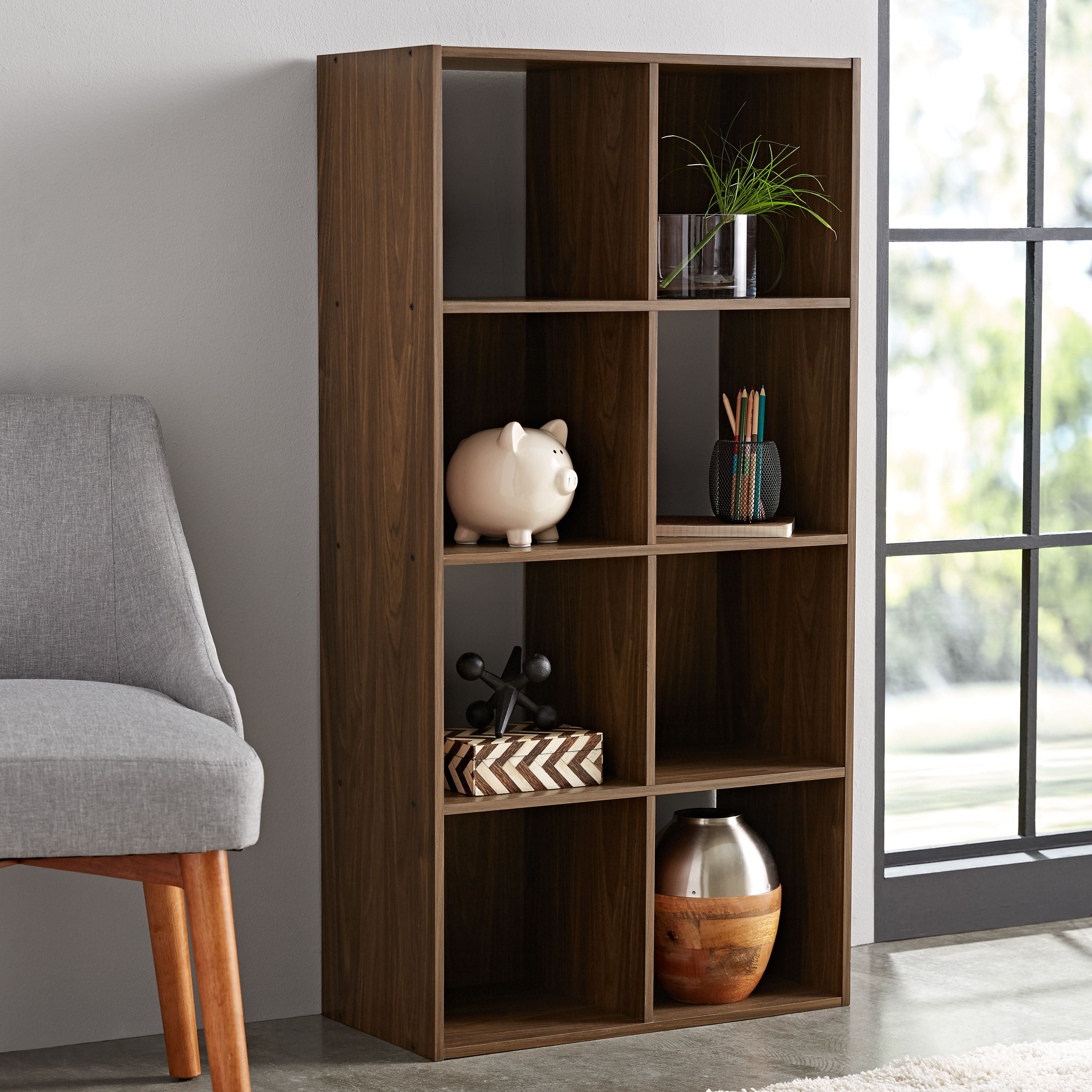 Mainstays 11" 8-Cube Storage Organizer, Canyon Walnut - Walmart.com