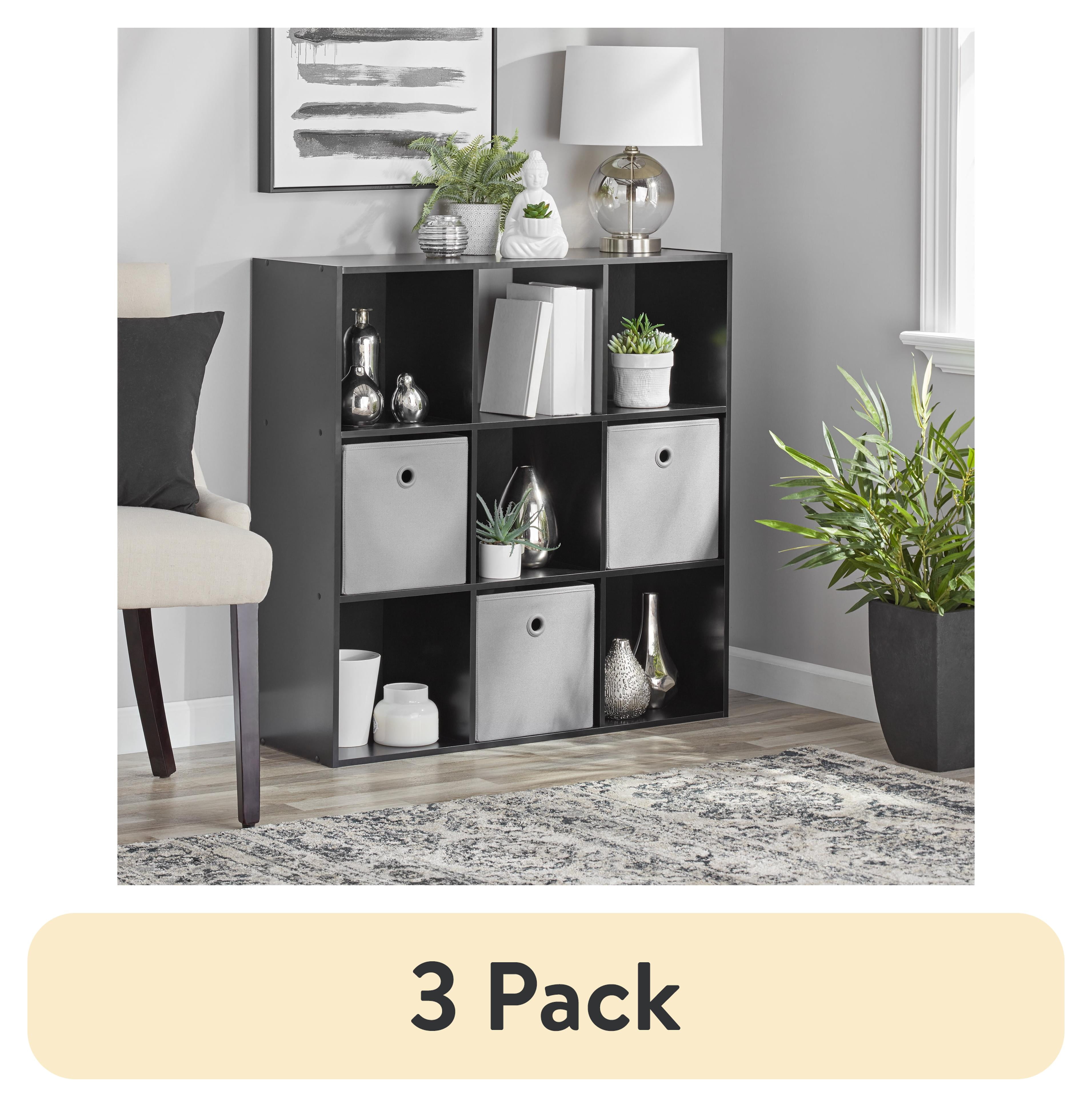 (3 pack) Mainstays 11" 9-Cube Storage Organizer, Black - Walmart.com