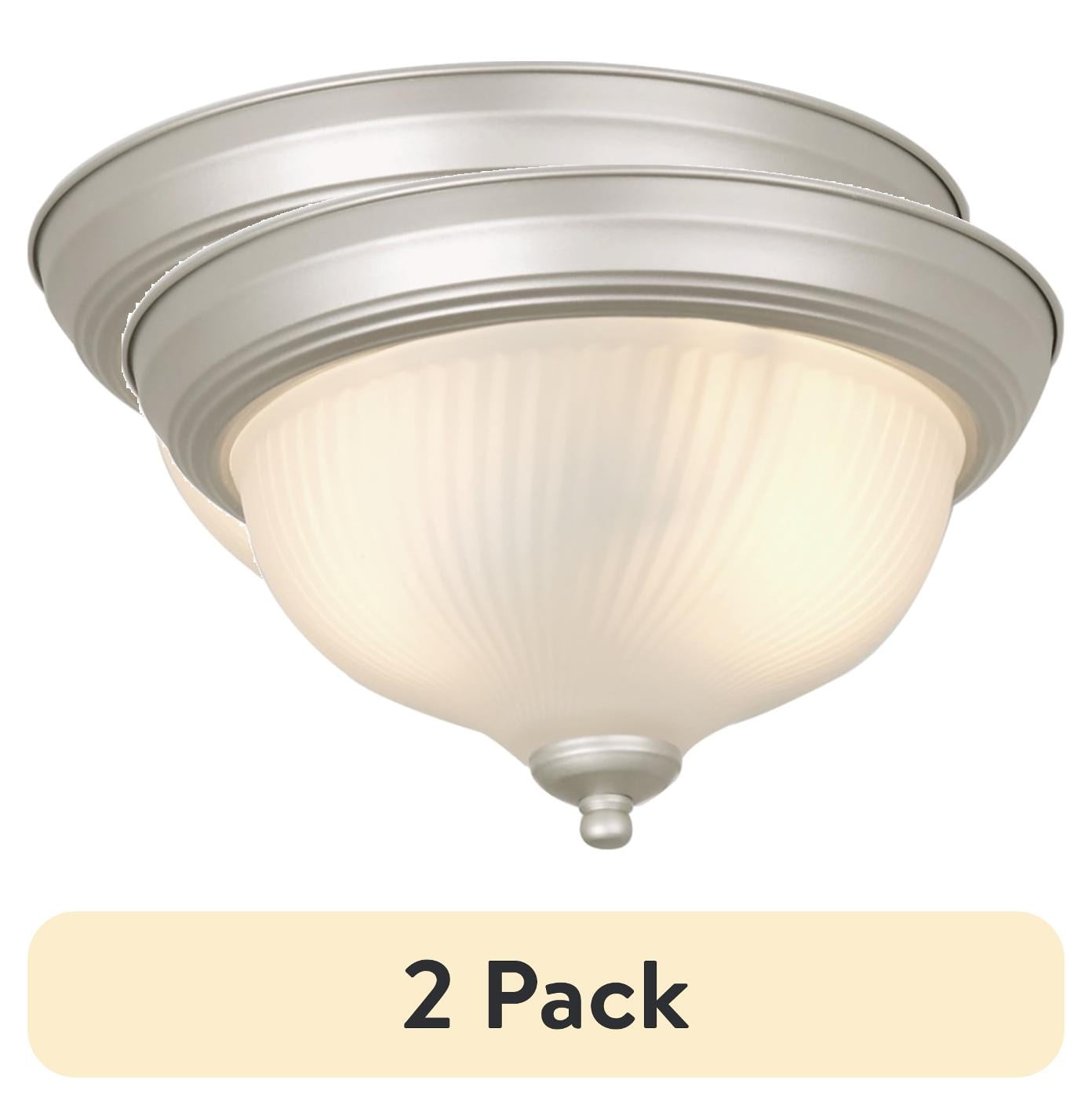 (2 pack) Mainstays 11" Classic Flush Mount Ceiling Light, Nickel Finish ...