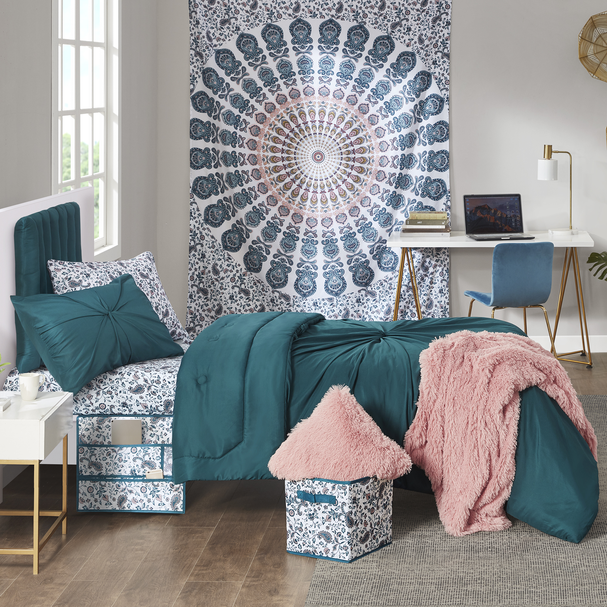 Mainstays 11 Piece Bed in a Bag Bundle with Bonus Throw and Storage Set ...