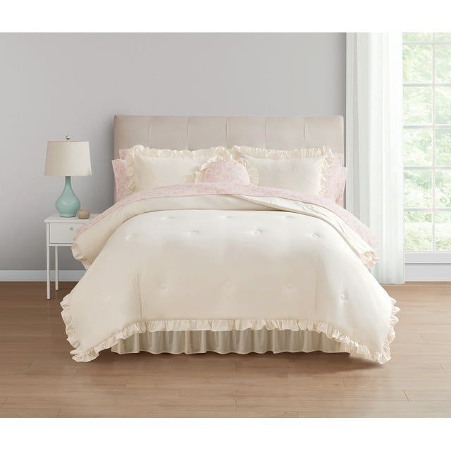 Mainstays 11-Piece Bed in a Bag Comforter Set - Cream King - Walmart.com
