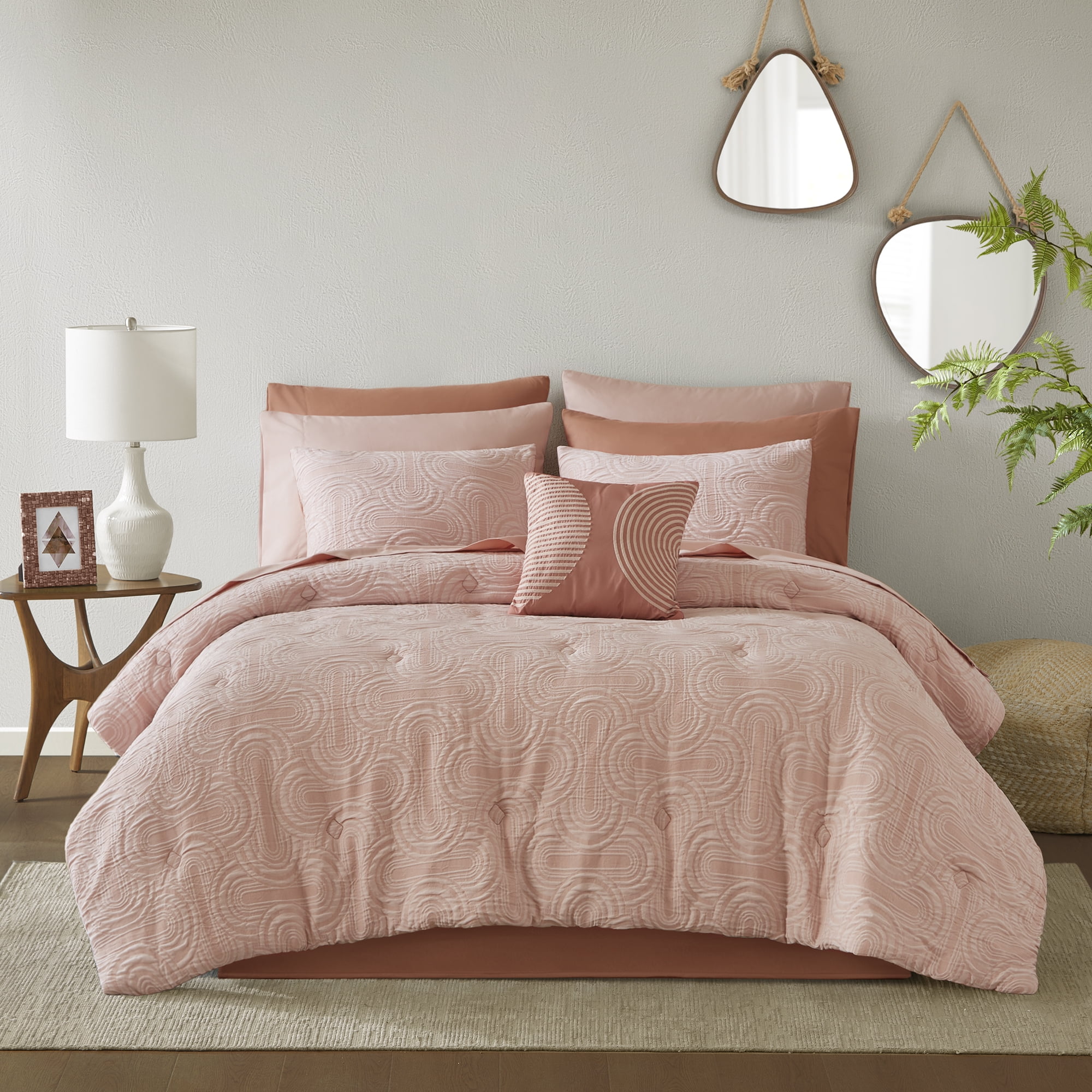 Free Shipping! Mainstays Pink Arch Bed in a Bag Comforter Set with ...