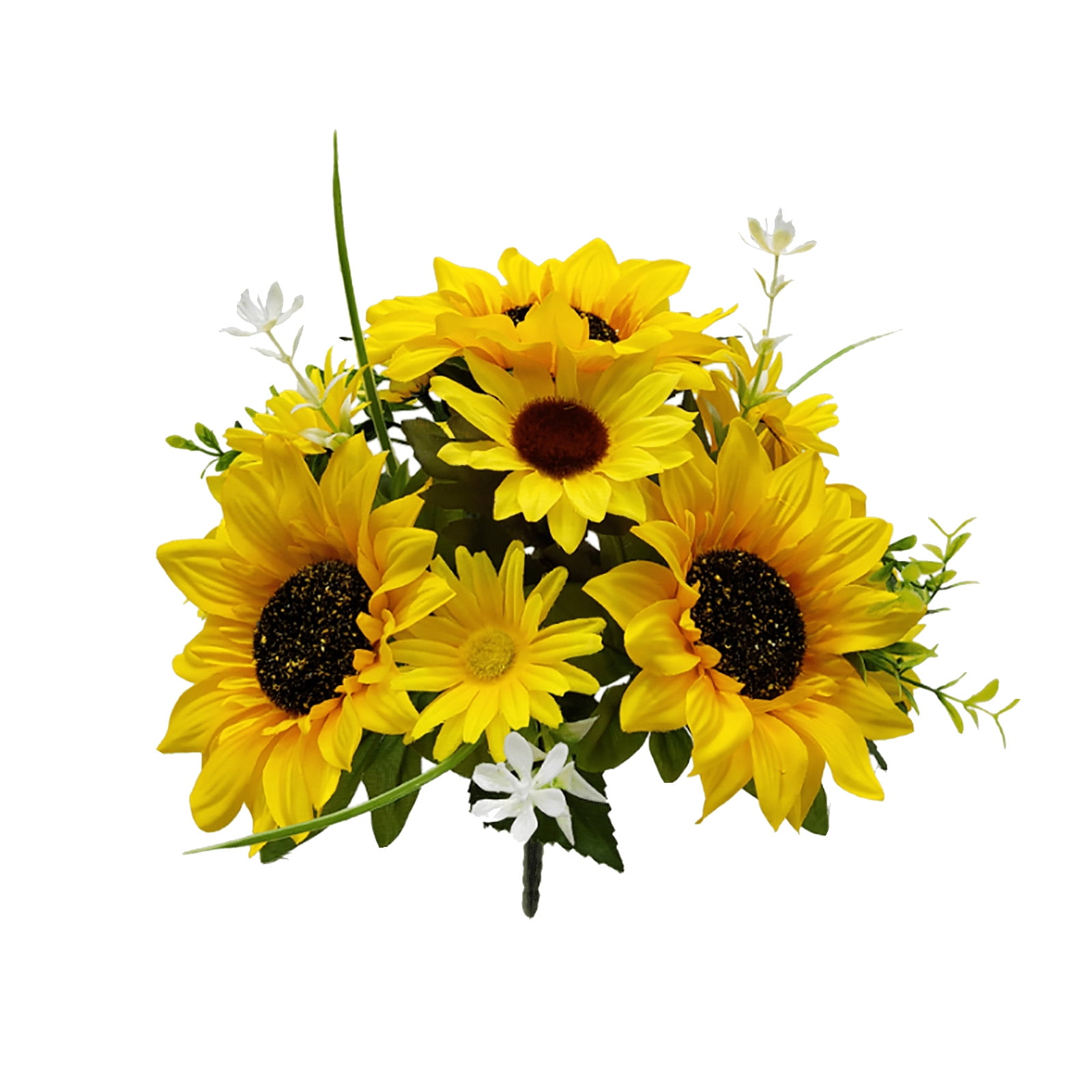 Mainstays 11in Outdoor Artificial Floral Bouquet, Sunflower in Yellow ...