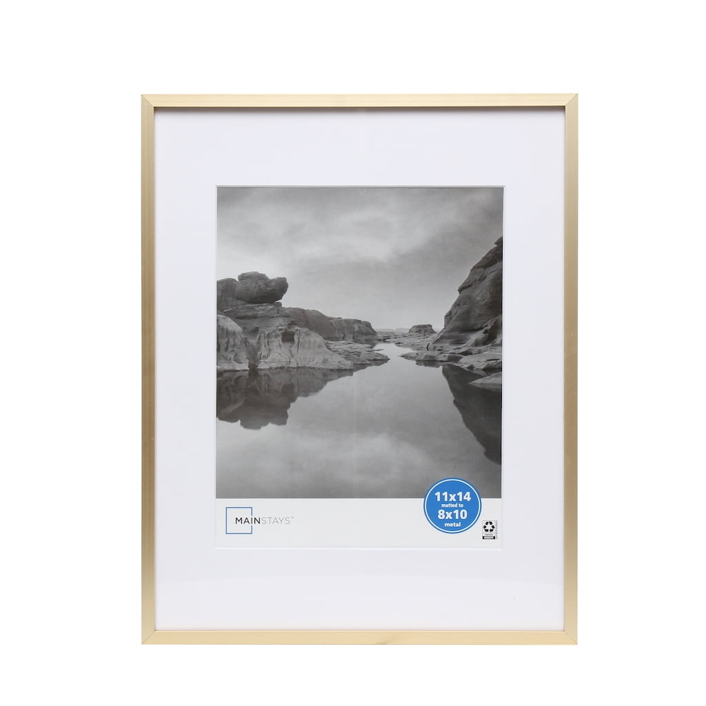 Mainstays 11x14 Matted to 8x10 Aluminum Gold Tabletop Picture Frame ...