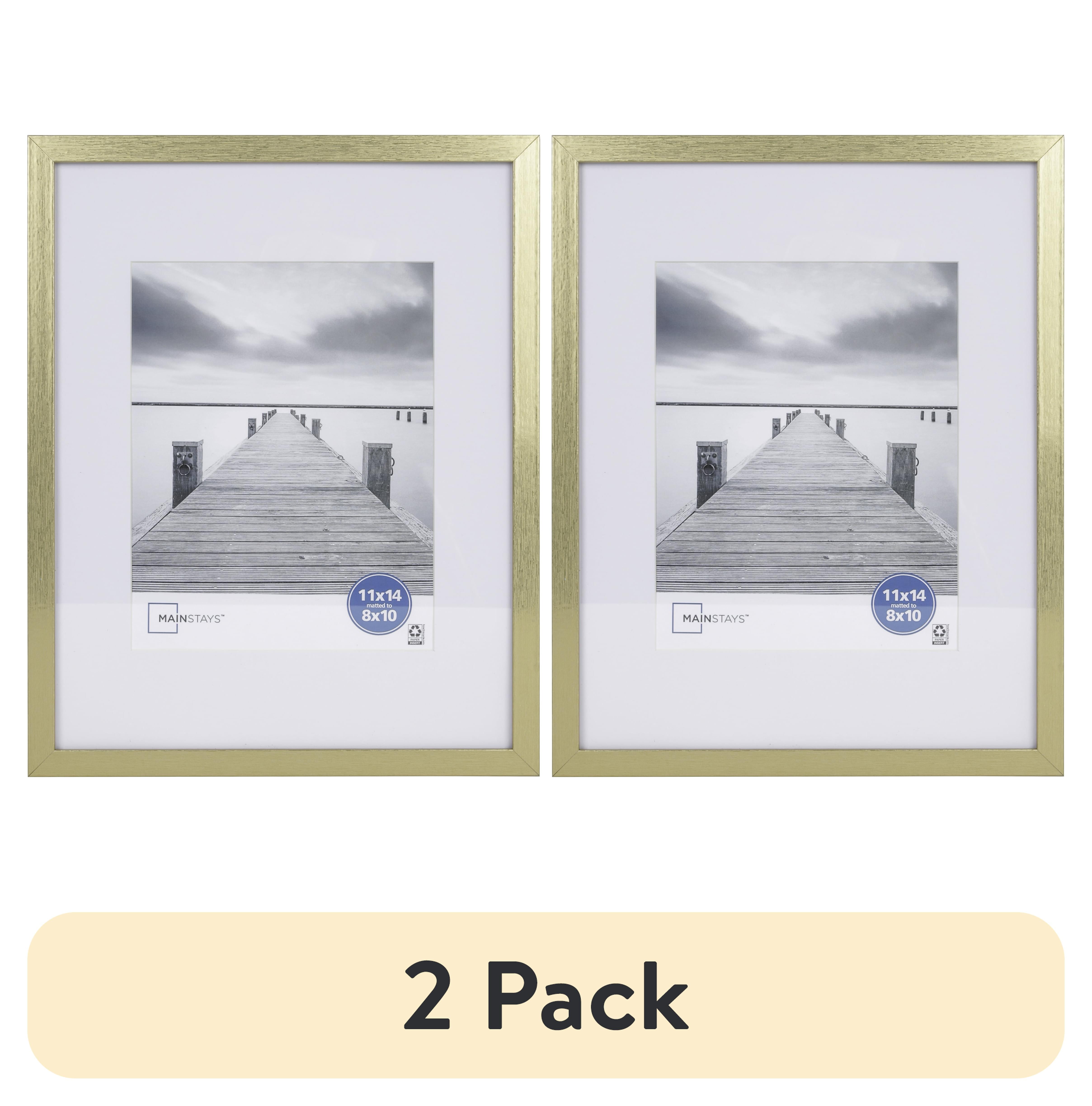 (2 pack) Mainstays 11x14 Matted to 8x10 Linear Gold Gallery Picture ...