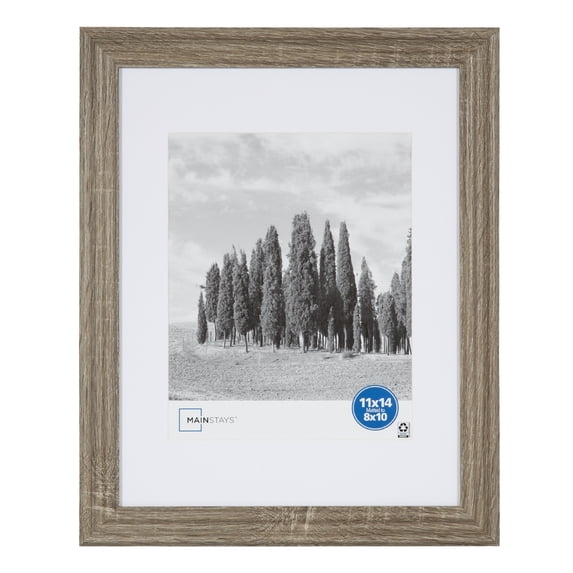 Mainstays 11x14 Matted to 8x10 Rustic Gray Wood Photo Frame with Glass ...