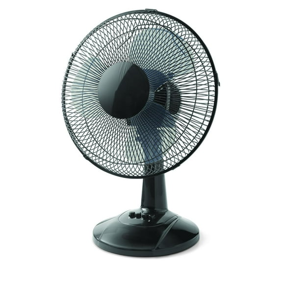 Mainstays 12" 3-Speed Oscillating Table Fan, FT30-8MBB, New, Black ...