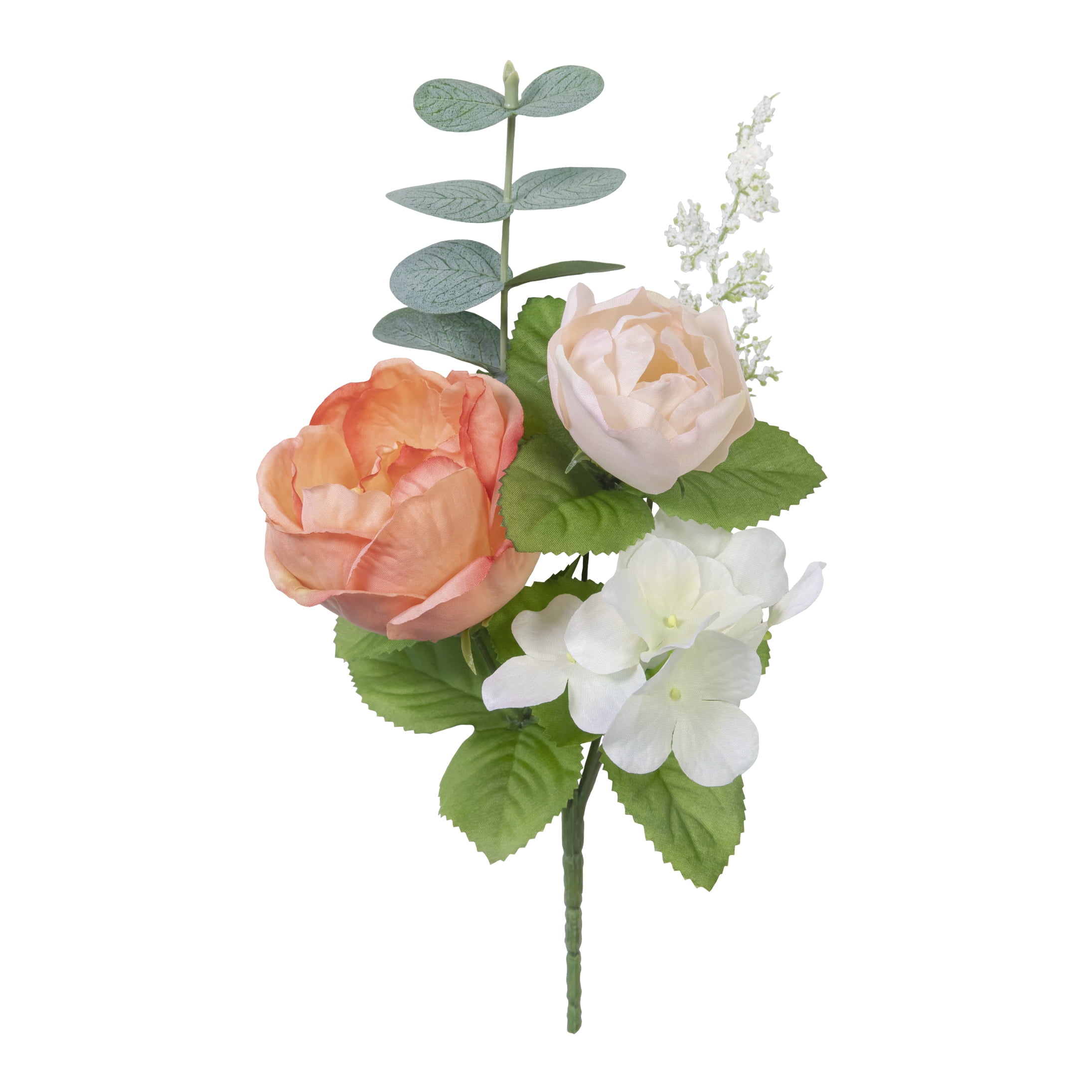 Mainstays 12" Artificial Silk Coral/Pink Rose & Hydrangea Mixed Spring ...
