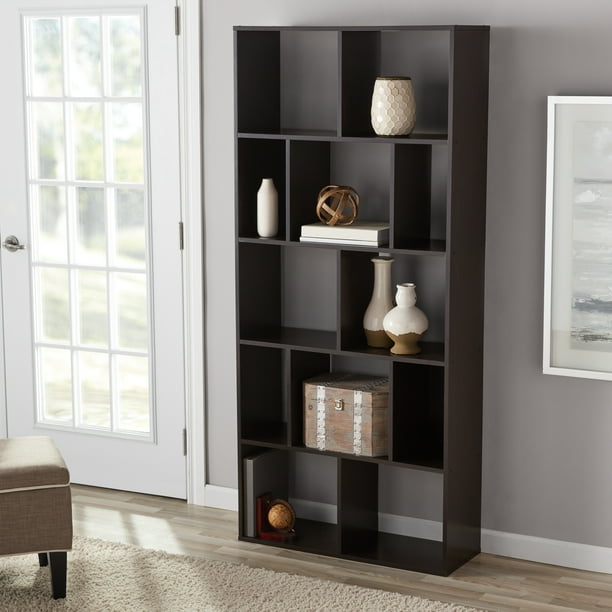 Mainstays 12-Cube Shelf Bookcase, Espresso - Walmart Business Supplies