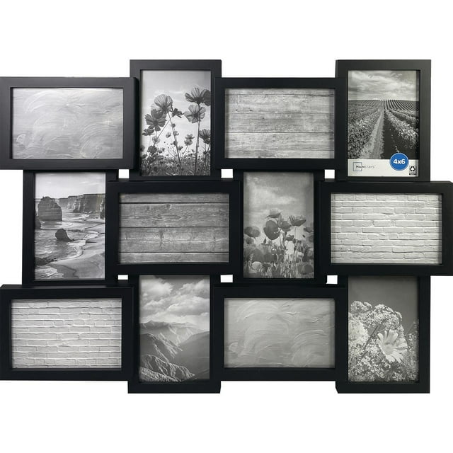 Mainstays 12-Opening Linear Black Collage Picture Frame (Holds 12 - 4x6 ...