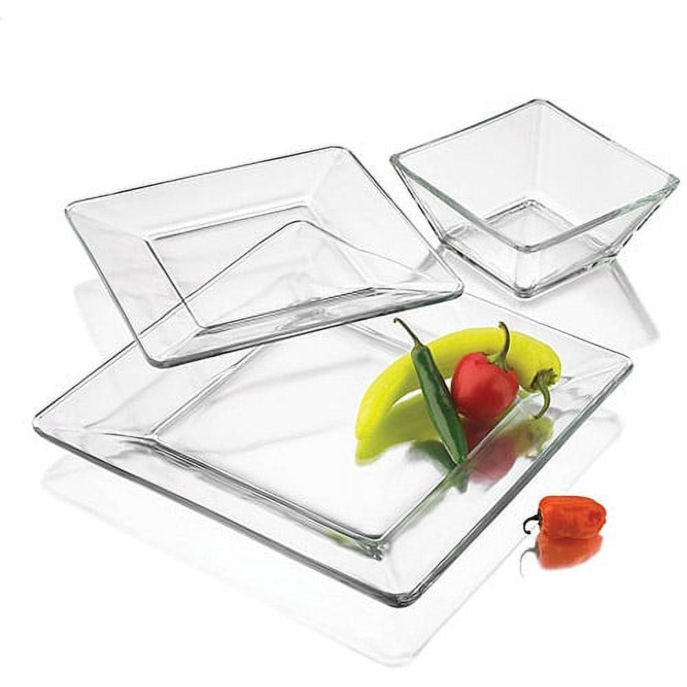 Mainstays 12-Piece Square Clear Glass Dinnerware Set - Walmart.com