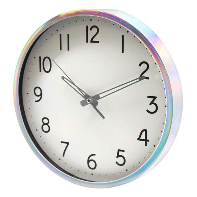 Mainstays 12" Quartz Iridescent Indoor Wall Clock, Easy Read Large Bold ...
