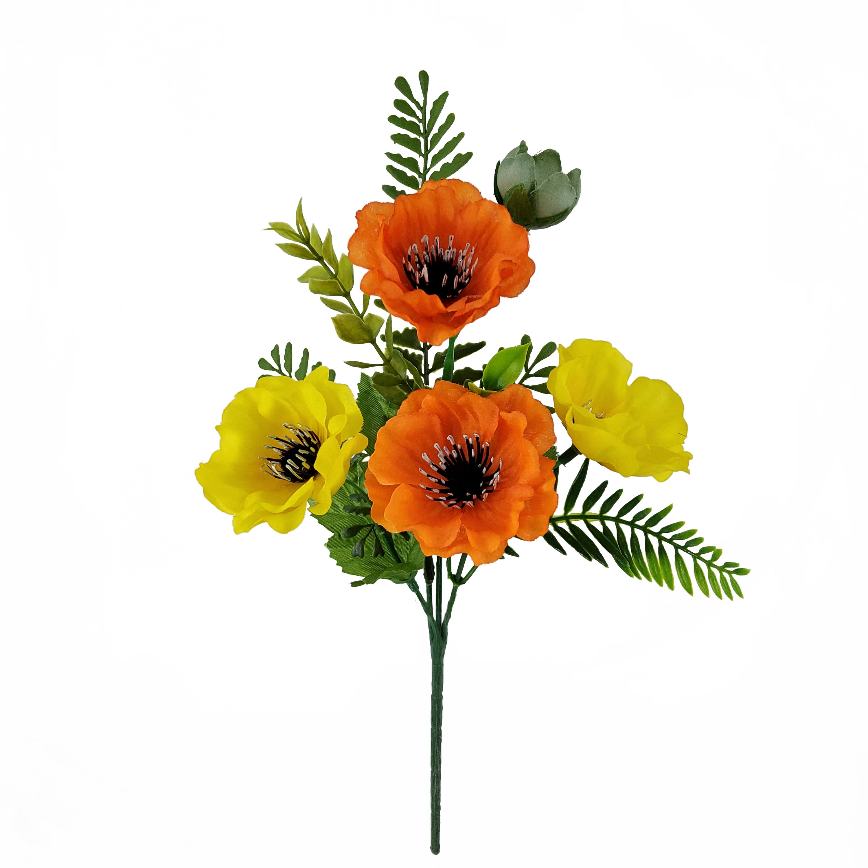 Mainstays Artificial 12 inch Orange Yellow Poppy Pick for Indoor ...