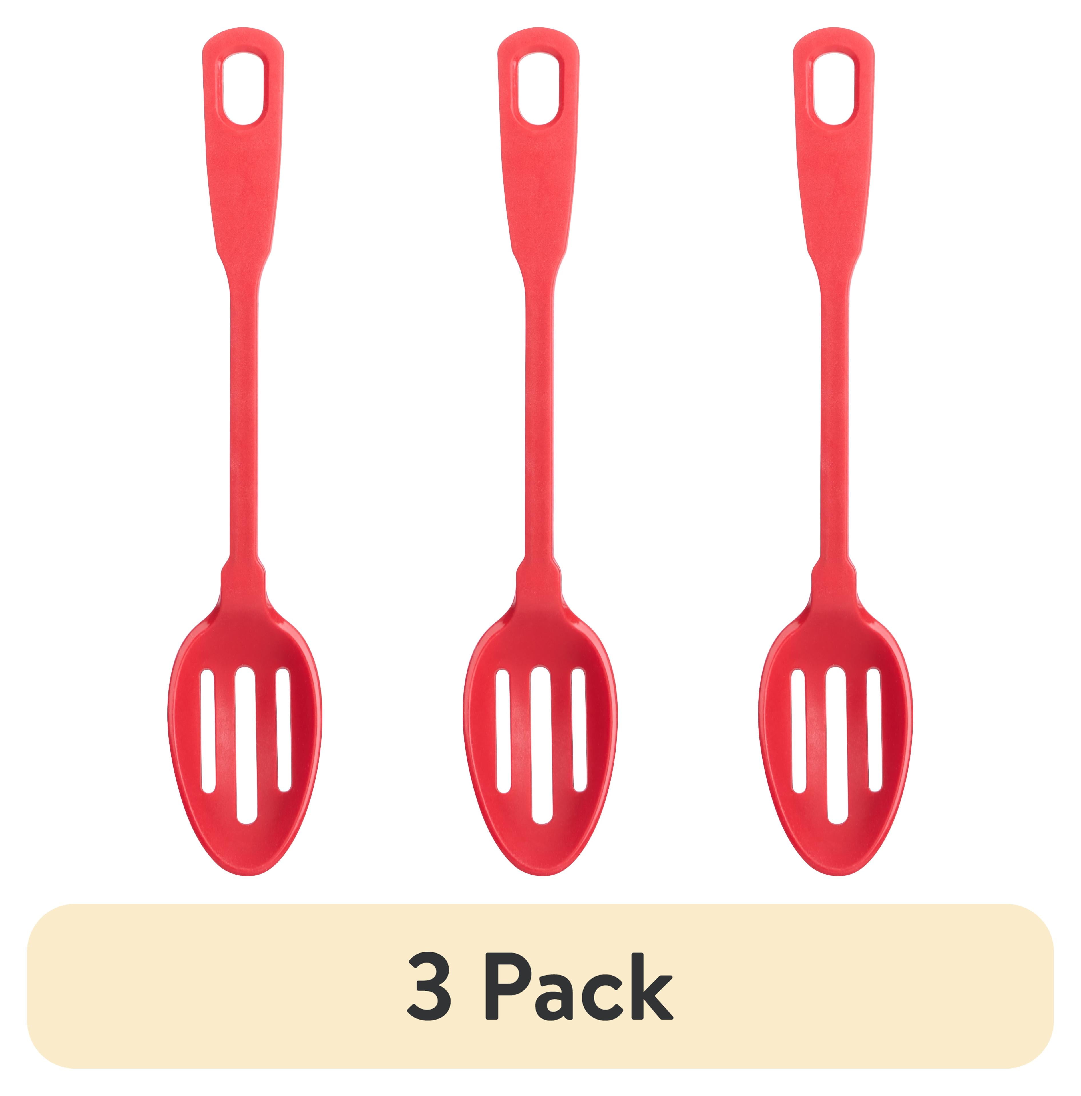 (3 pack) Mainstays 12in Silicone Slotted Cooking Spoon, Red - Walmart.com