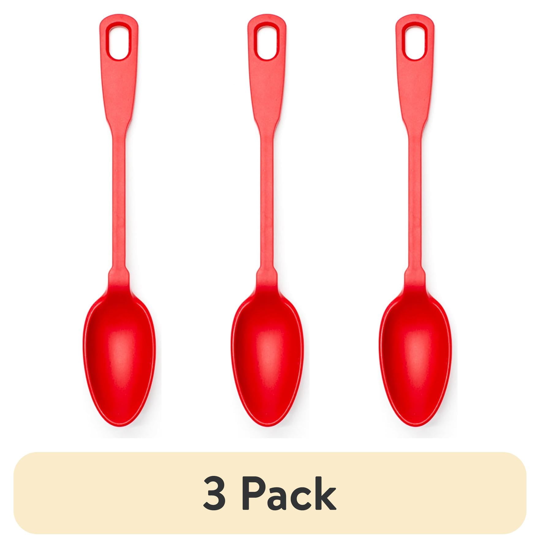 (3 pack) Mainstays 12in Silicone Solid Cooking Spoon, Red - Walmart.com