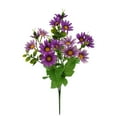Mainstays 12inch Indoor Artificial Flower Purple Daisy Pick With Leaves ...