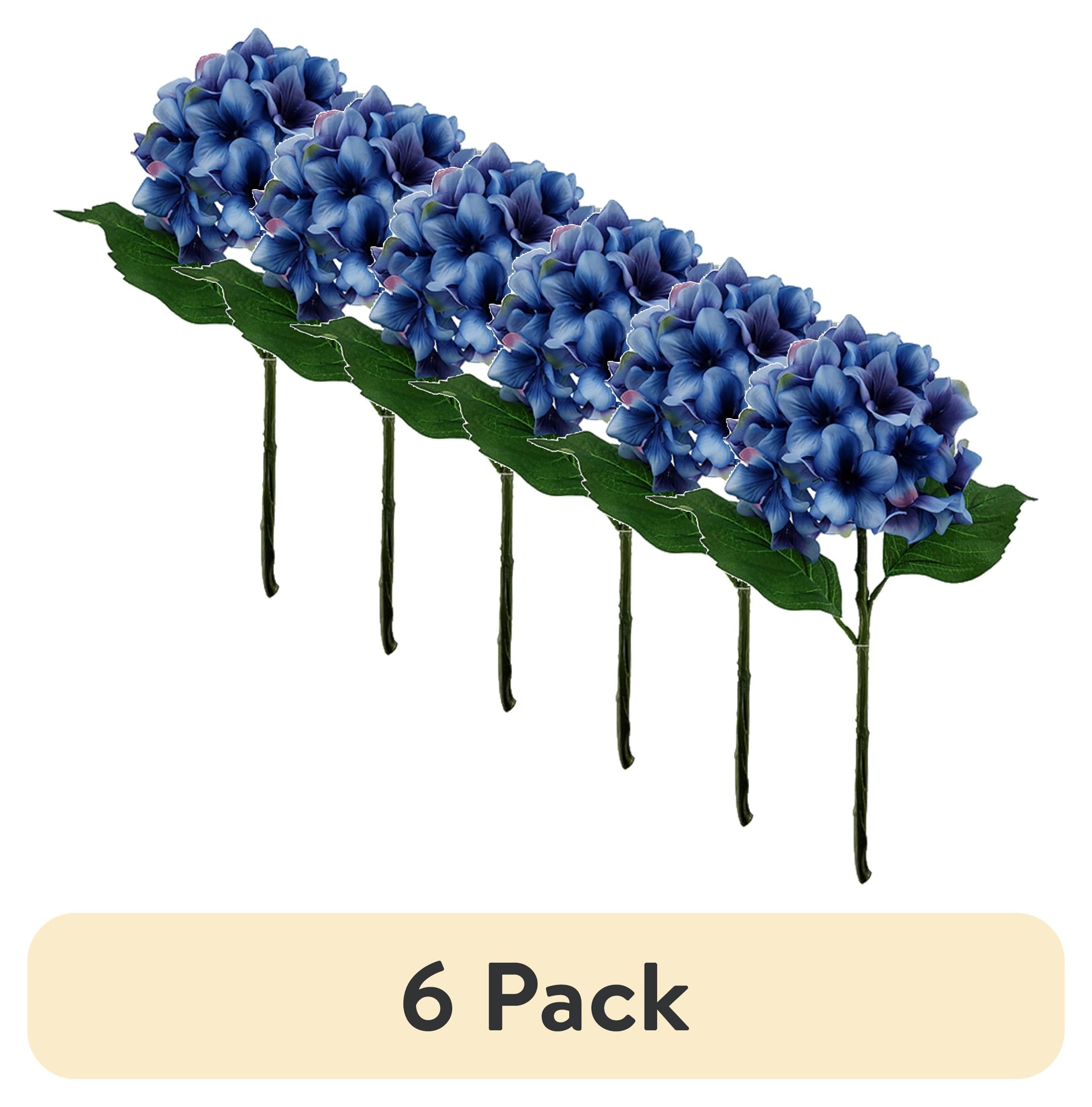 (6 pack) Mainstays 13" Artificial Flower Pick, Hydrangea Short Stem, Dark Blue Color - Walmart.com