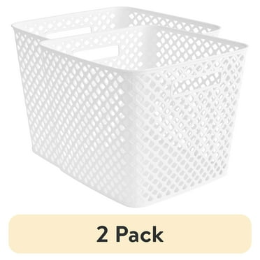 Mainstays White 13" Cube Decorative Storage Basket - Walmart.com