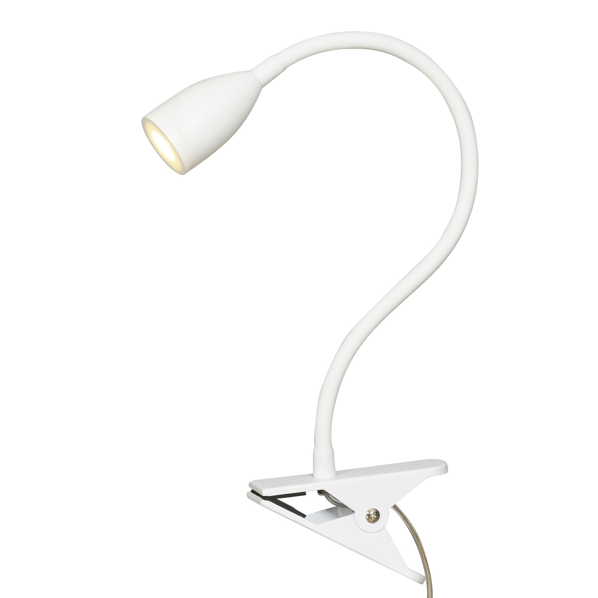 Mainstays 13" Dimmable USB-Powered LED Clip Lamp, White - Walmart ...