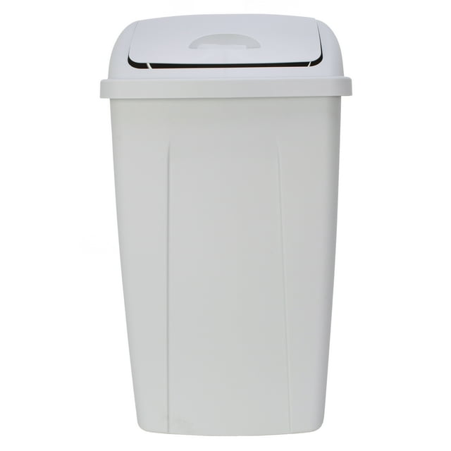 Mainstays 13 gal Plastic Swing Top Lid Kitchen Trash Garbage Can, Gray ...