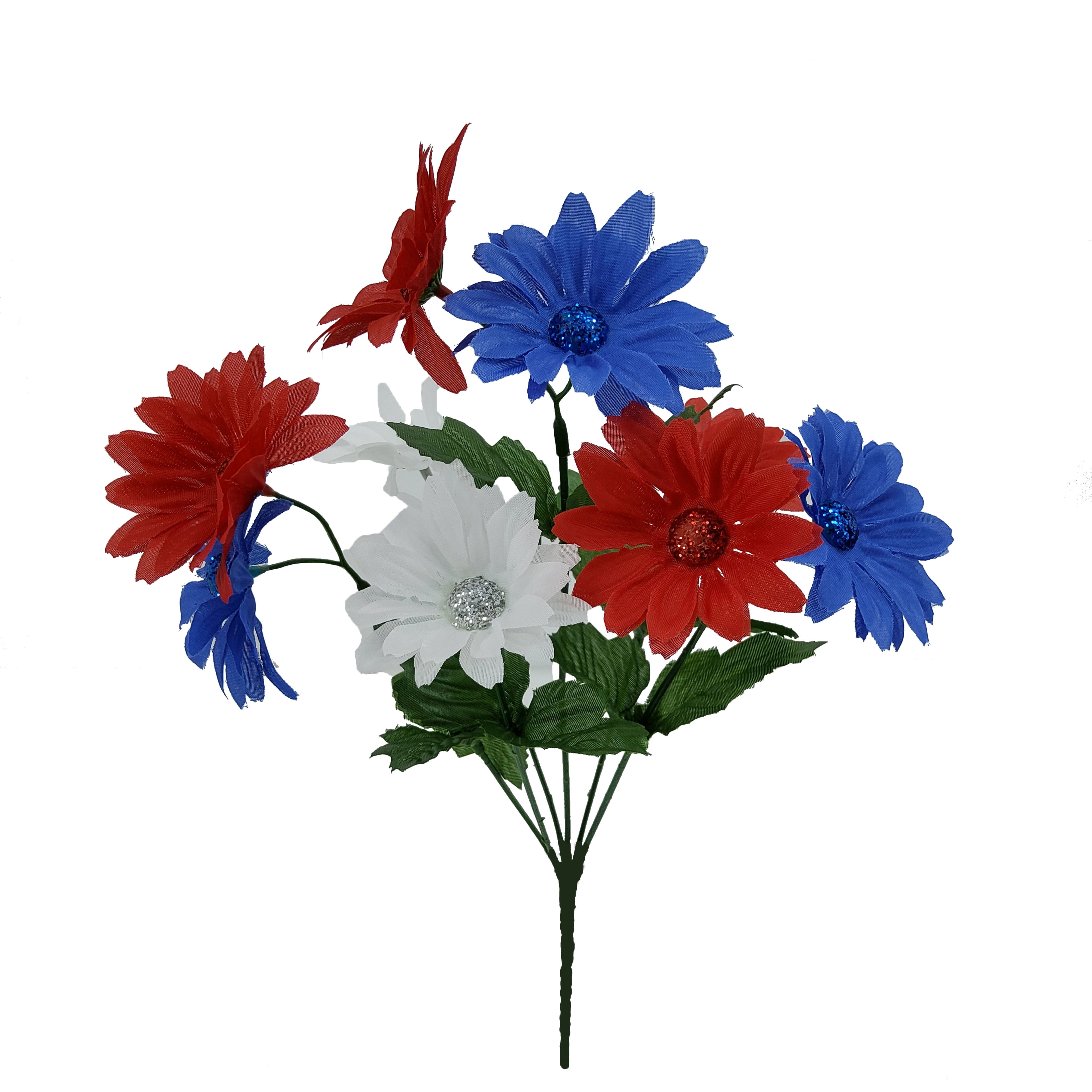 Mainstays 14.25in indoor Artificial Daisy Pick, Red White and Blue ...