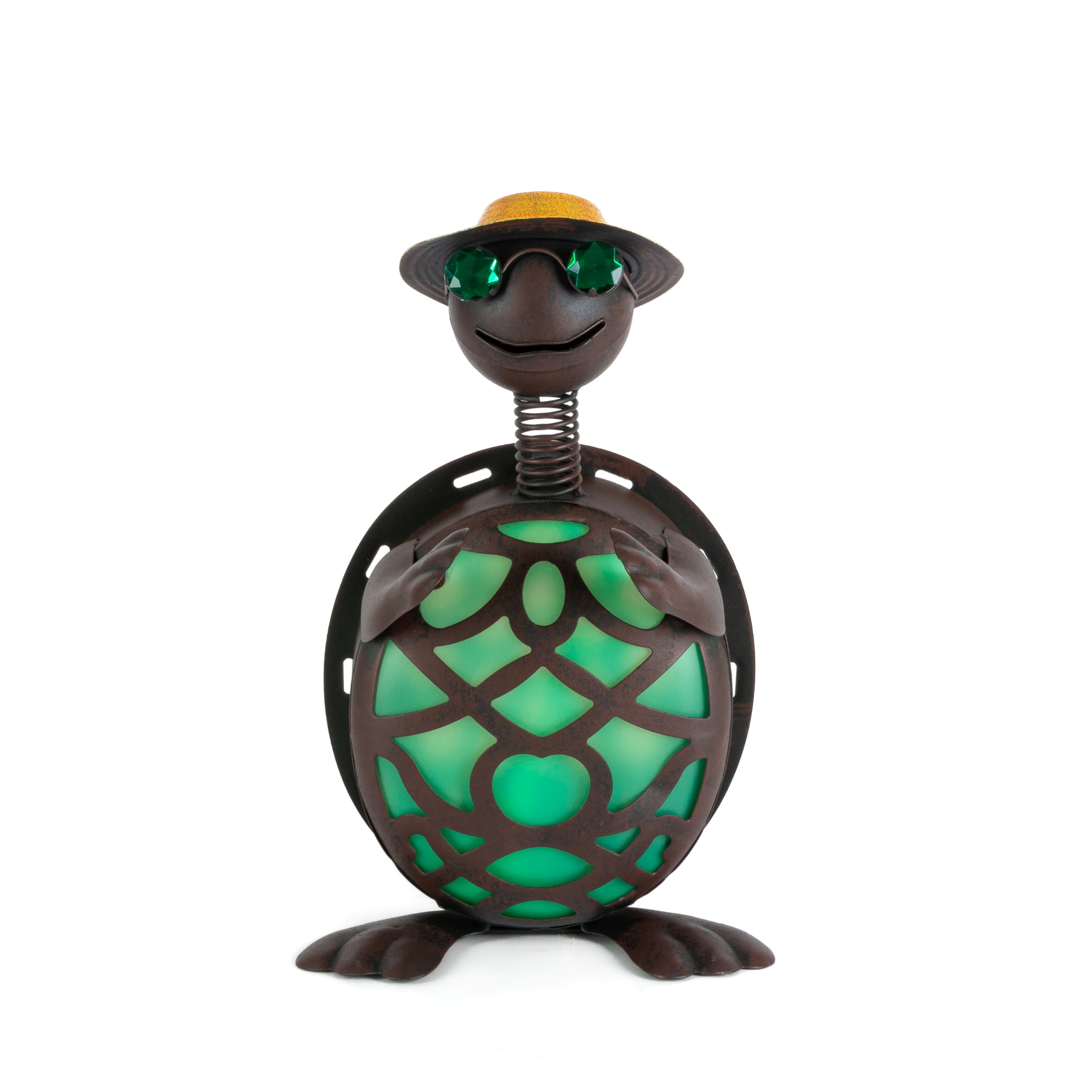 Mainstays 14.5"H Metal Rustic Brown Painted Solar Powered Light Up ...