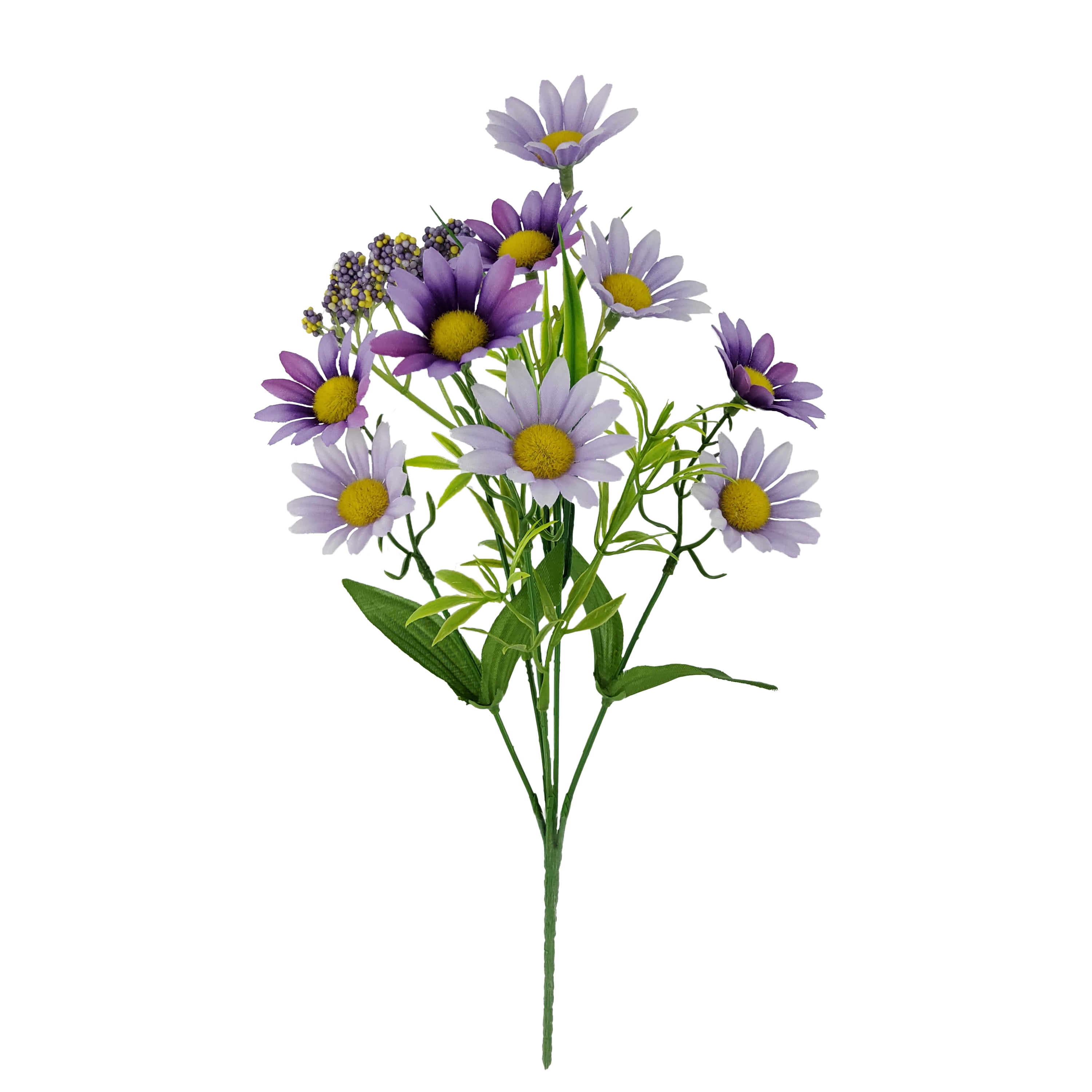 Mainstays 14-inch Indoor Artificial Purple Daisy Pick with Green Leaves ...
