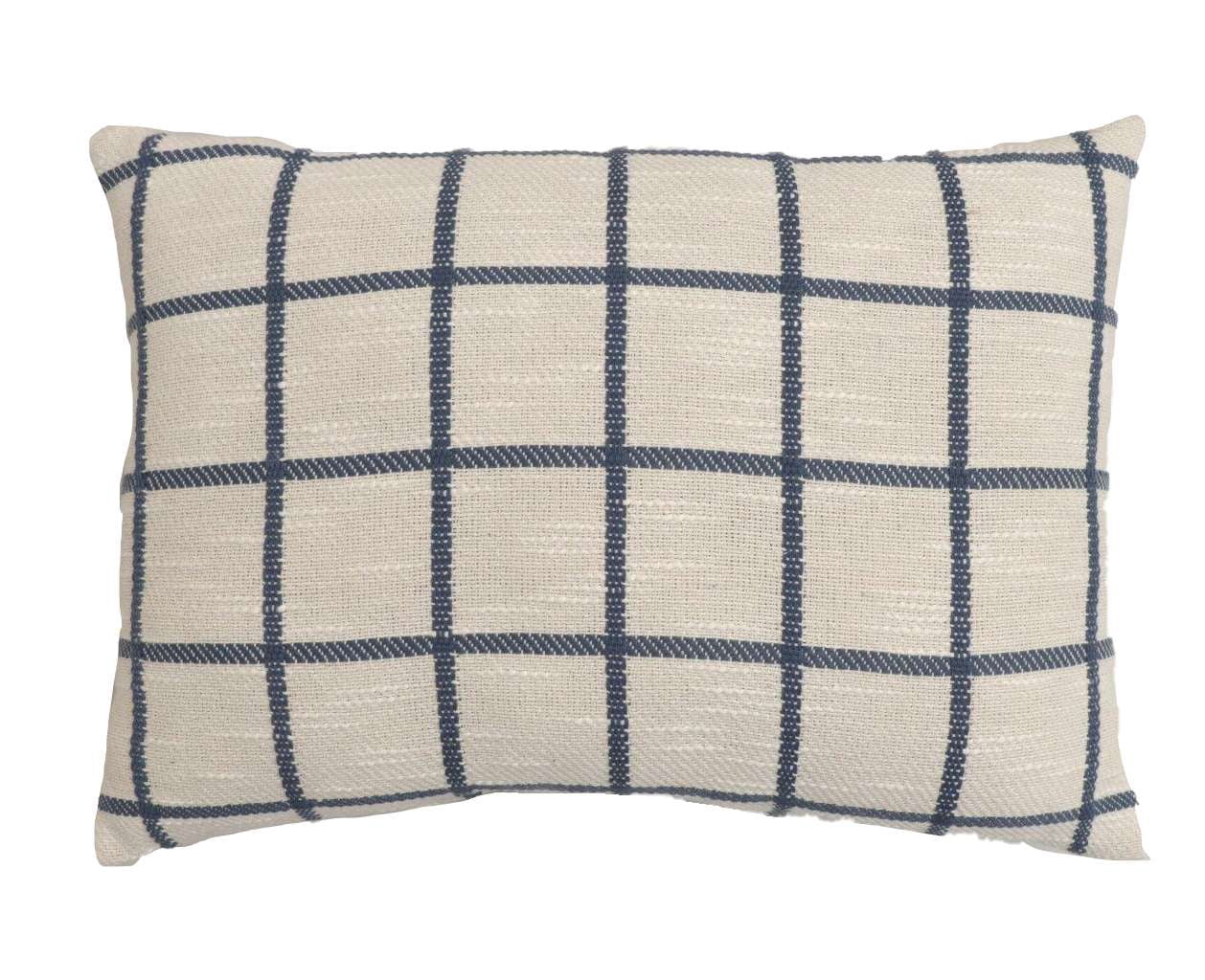 Mainstays Decorative Pillow 14x20 inches Ivory Blue Windowpane ...