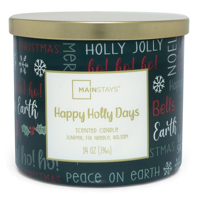 Mainstays 14oz 3-Wick Jar Candle, Happy Holly Days - Walmart.com