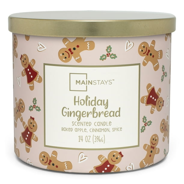 Mainstays 14oz 3-Wick Jar Candle, Holiday Gingerbread - Walmart ...
