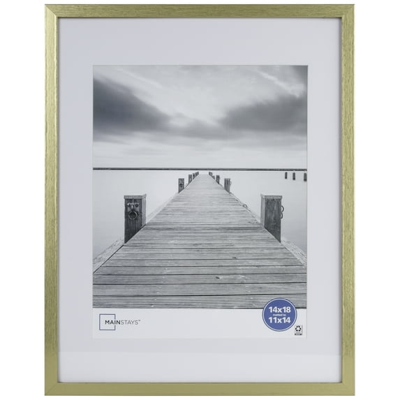 Mainstays 14x18 Matted to 11x14 Linear Gold Gallery Picture Frame Wall ...