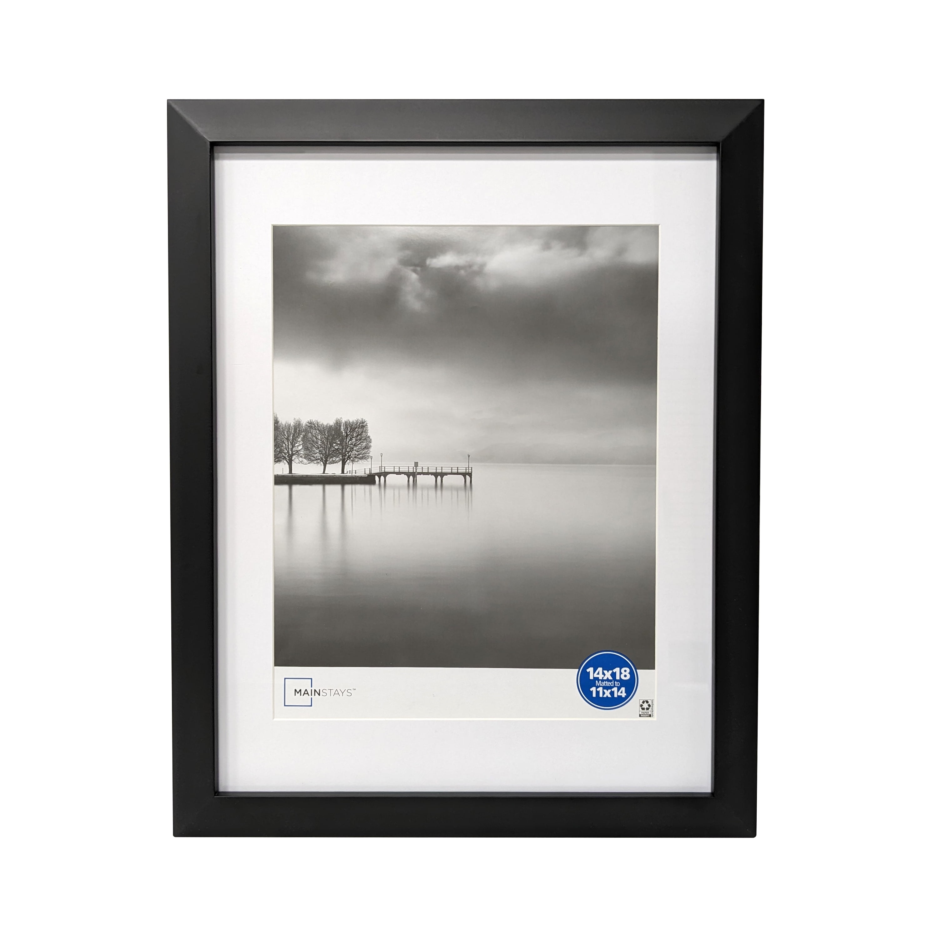 Mainstays Black 14x18 Matted to 11x14 Wide Bevel Gallery Frame for Wall ...
