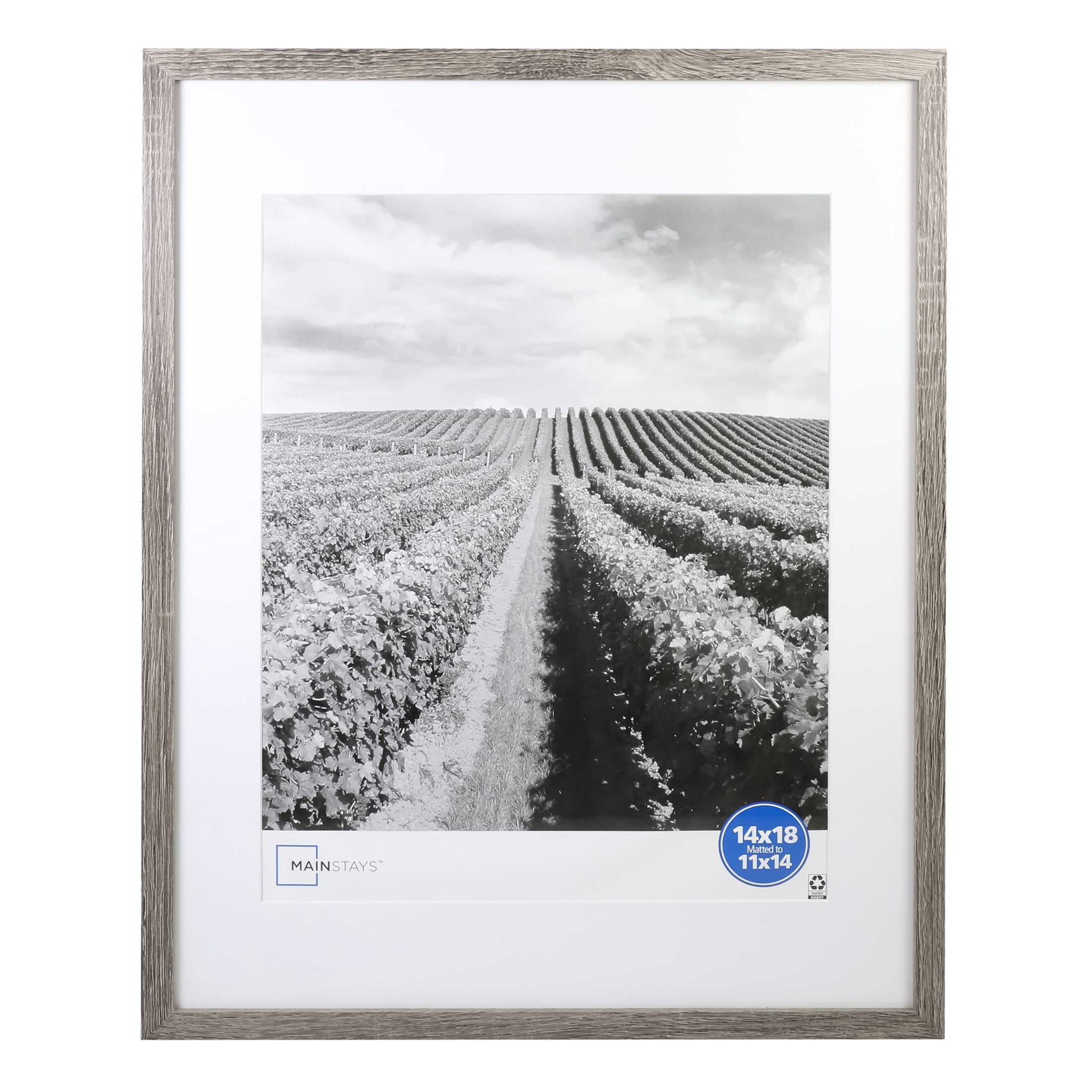 Mainstays 14x18 inch Rustic Gallery Picture Frame, Matted to 11x14 inch ...