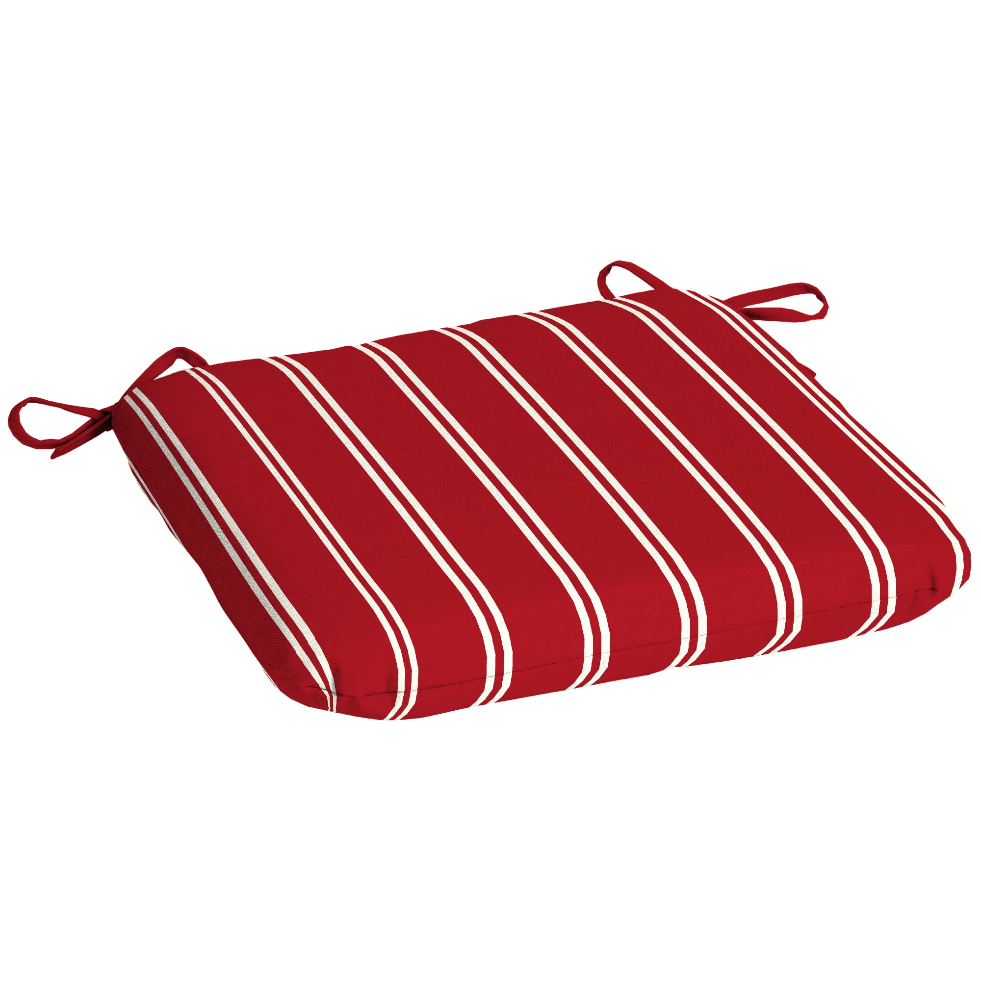 Mainstays 15.5" D x 17" W Classic Red Stripe Rectangle Outdoor Seat Pad ...