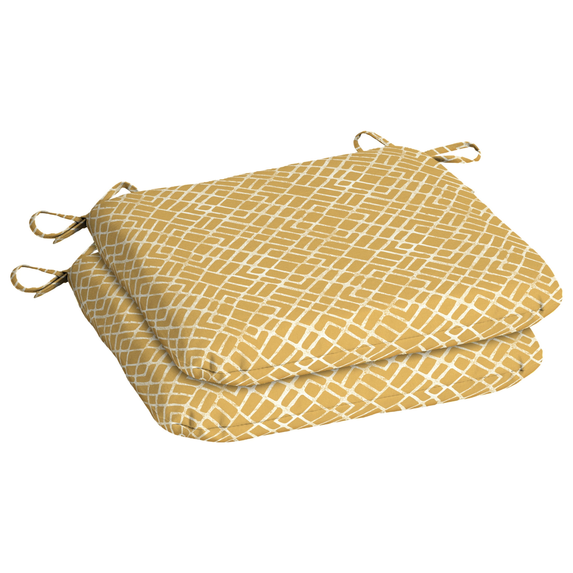 Mainstays 15.5" x 17" Yellow Geo Rectangle Outdoor Seat Pad (2 Pack ...