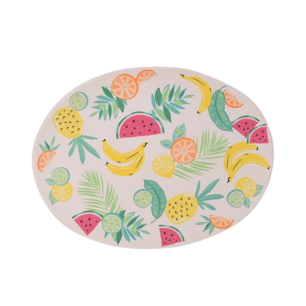 Mainstays 15-inch Bamboo Melamine Oval Serve Tray, Assorted Fruit ...