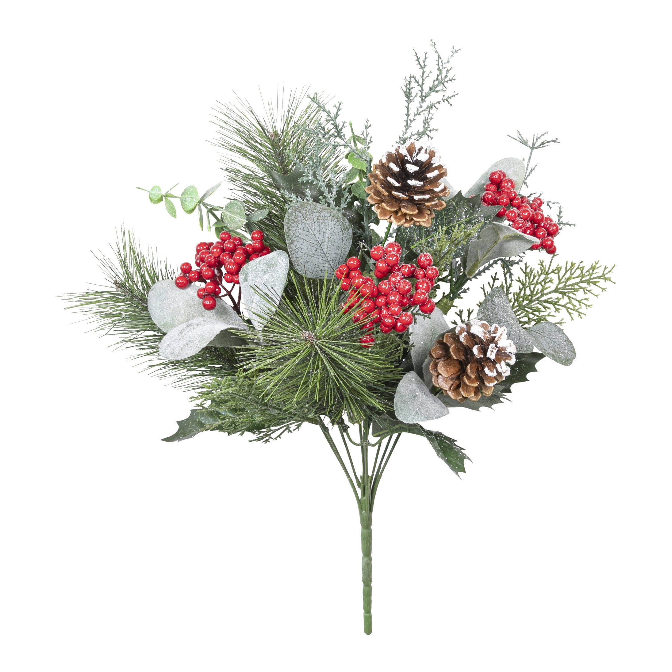 Mainstays 16-inch Artificial Red Berries, Pinecone & Needle Pine Mixed ...