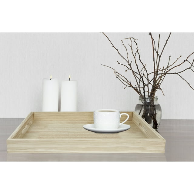 Mainstays 16-inch Blonde Wood Tray, Lightwood Finish, Rectangular Tray ...