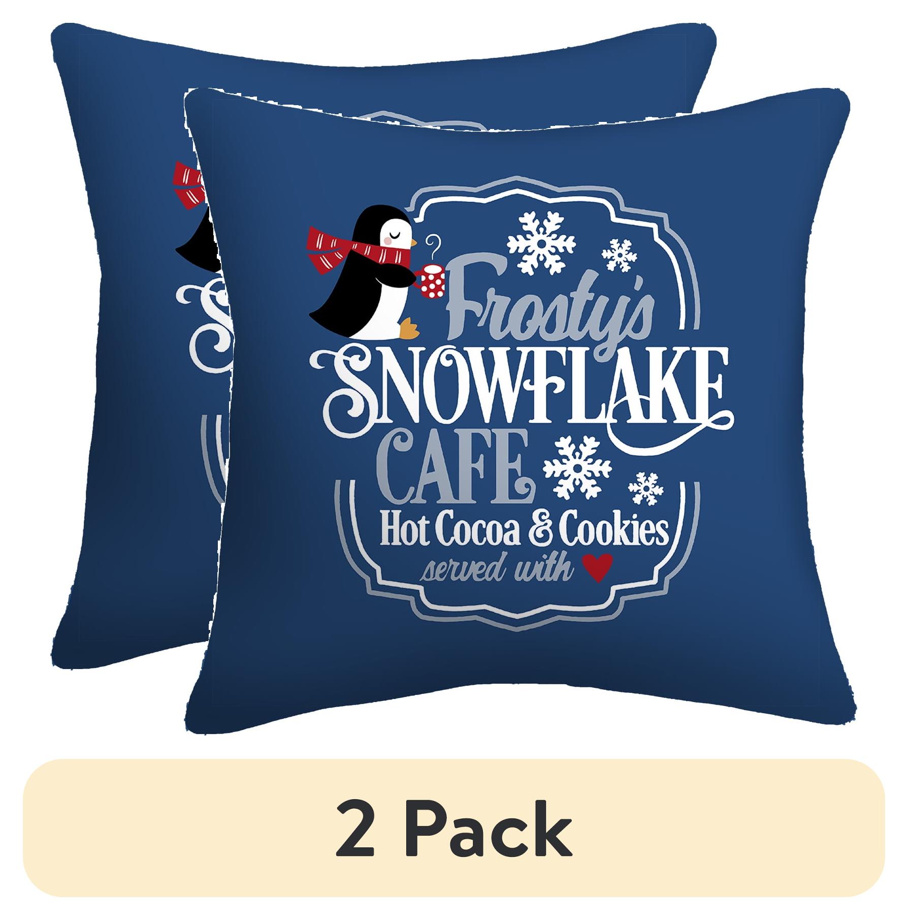 (2 pack) Mainstays 16" x 16" Reversible Penguin Snowflake Cafe ...