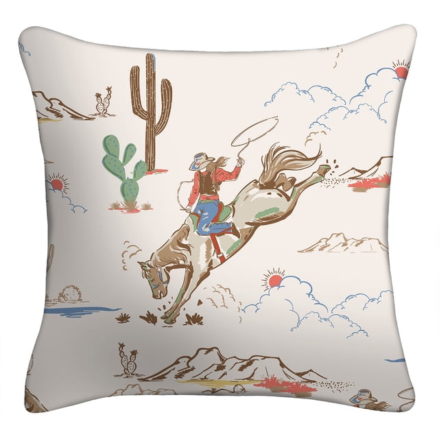 Mainstays 16" x 16" Western Cowboy Decorative Outdoor Throw Pillow ...